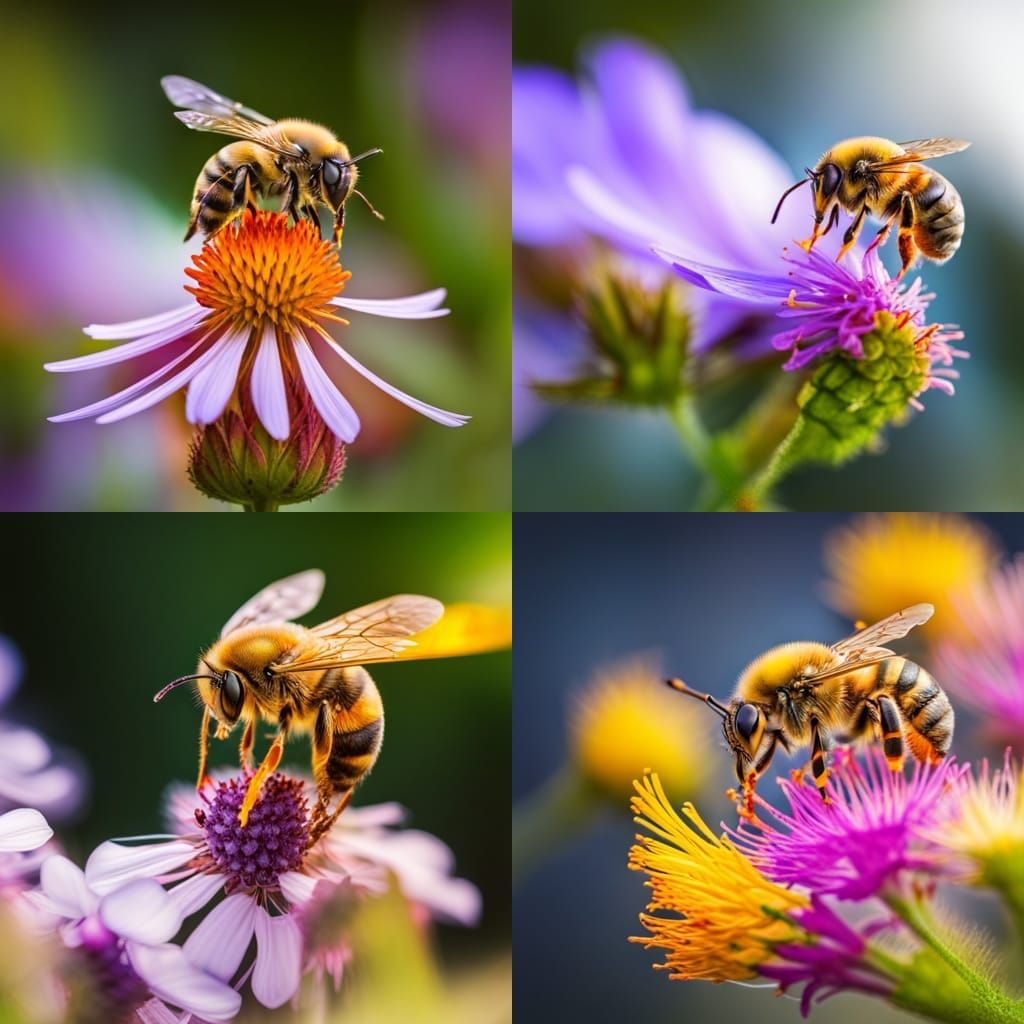 Bee tasting delicious nectar - AI Generated Artwork - NightCafe Creator