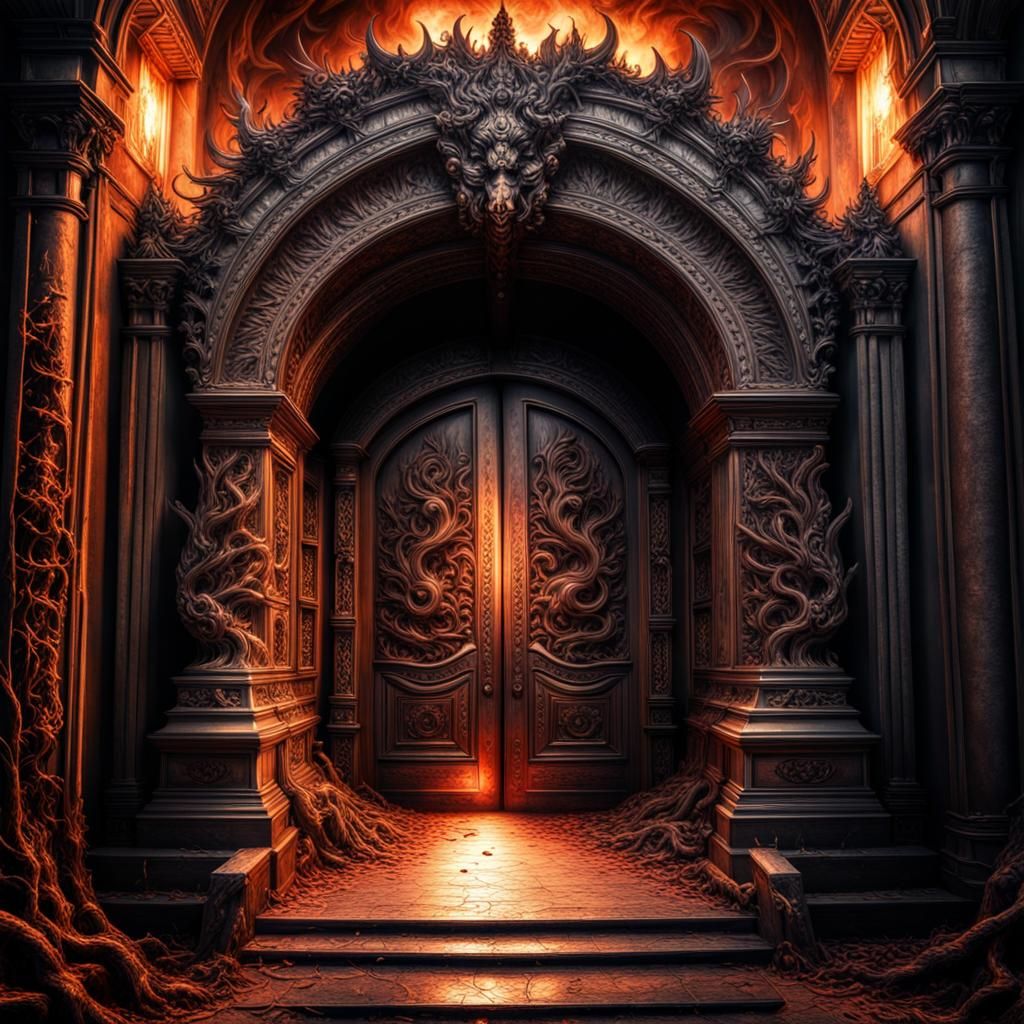 entrance to hell, intricate details, HDR, beautifully shot ...