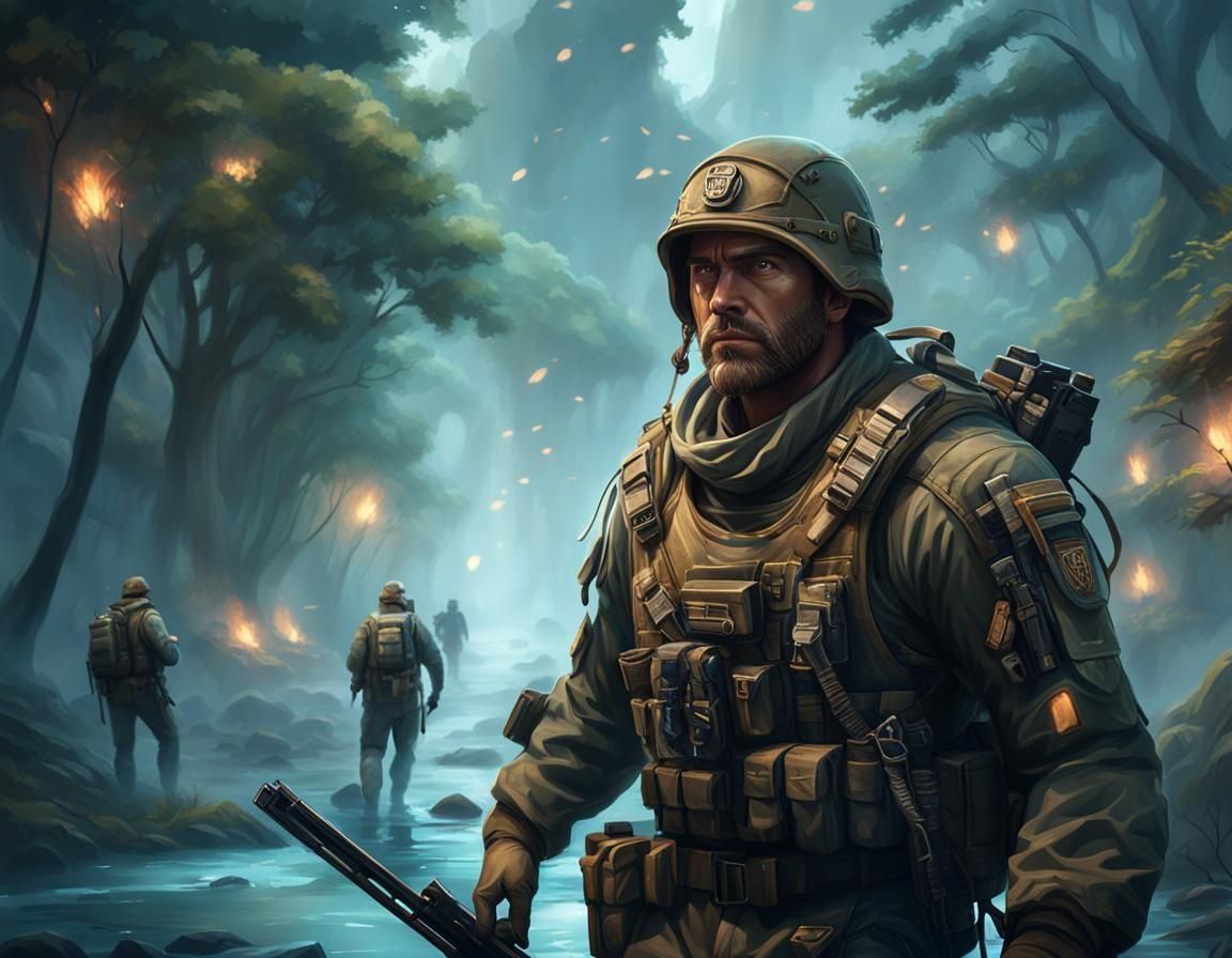 Buff Fantasy Ranger in Epic Fantasy Landscape - AI Art