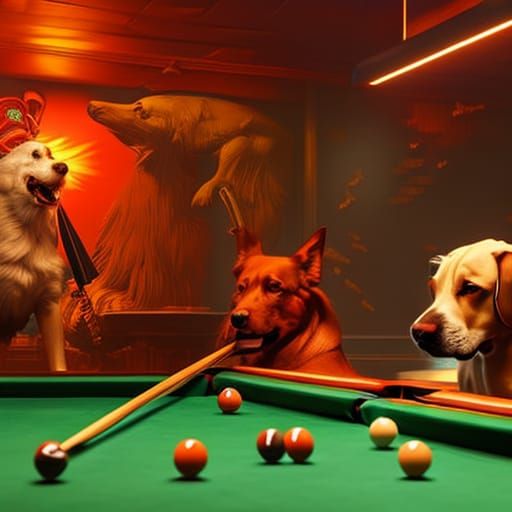 Dogs Playing Pool - AI Generated Artwork - NightCafe Creator