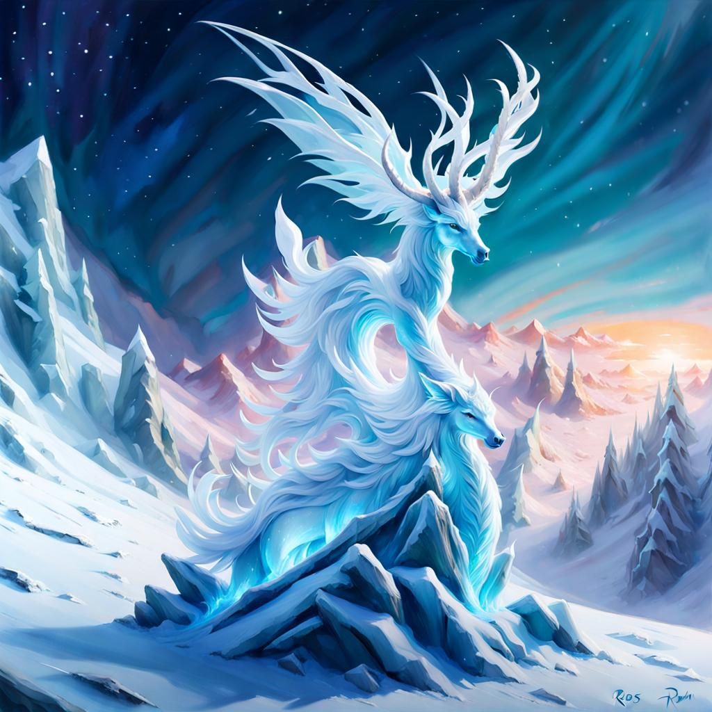 Mythical Ice Creature - AI Generated Artwork - NightCafe Creator