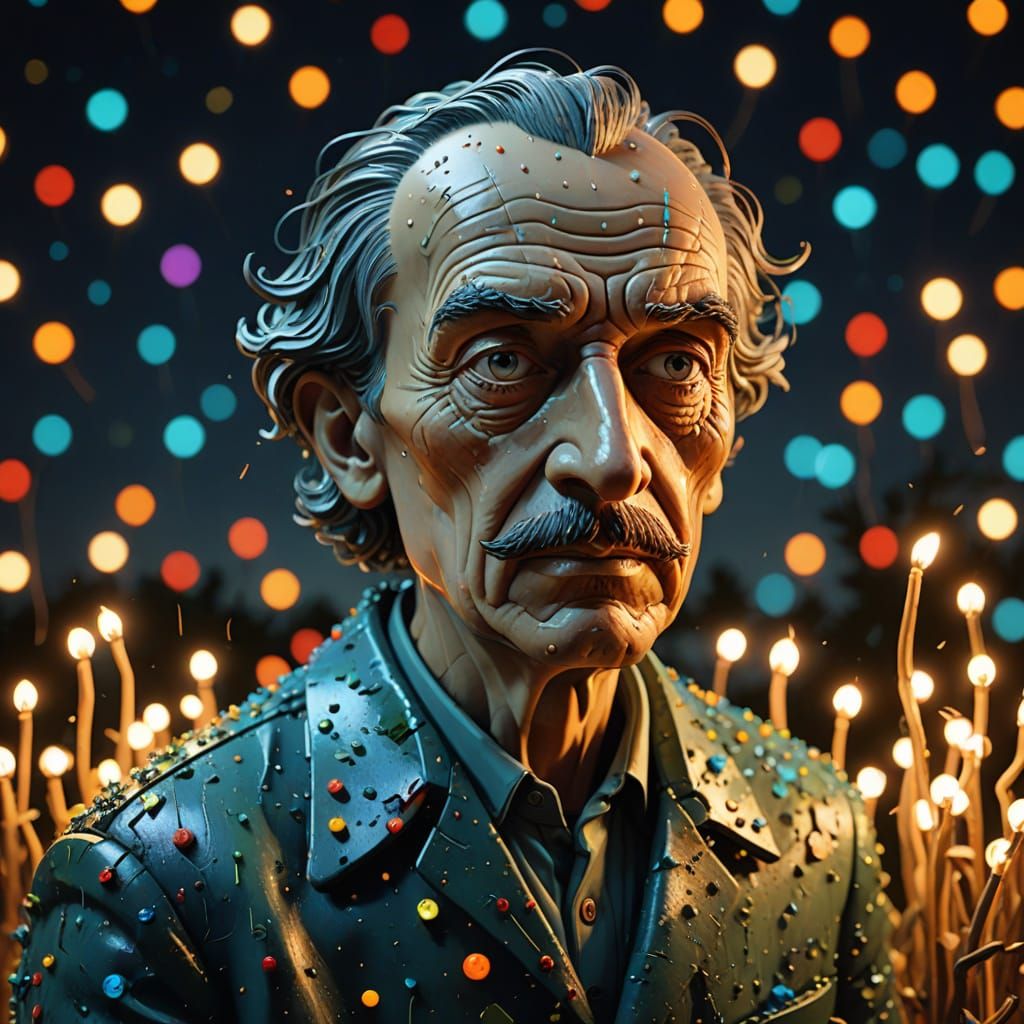 Surreal Birthday Scene in Dark, Mystic Psychedelia - AI Art