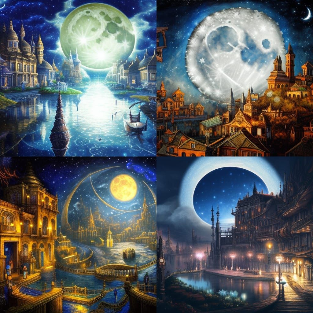 Moon over Venice - AI Generated Artwork - NightCafe Creator