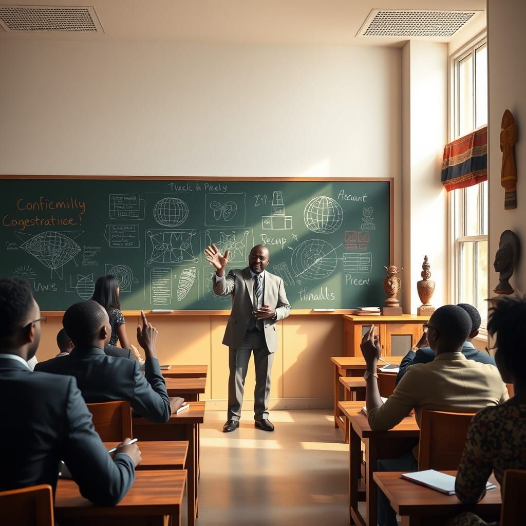 African Professor Inspires Students in Elegant Uni... - AI Art