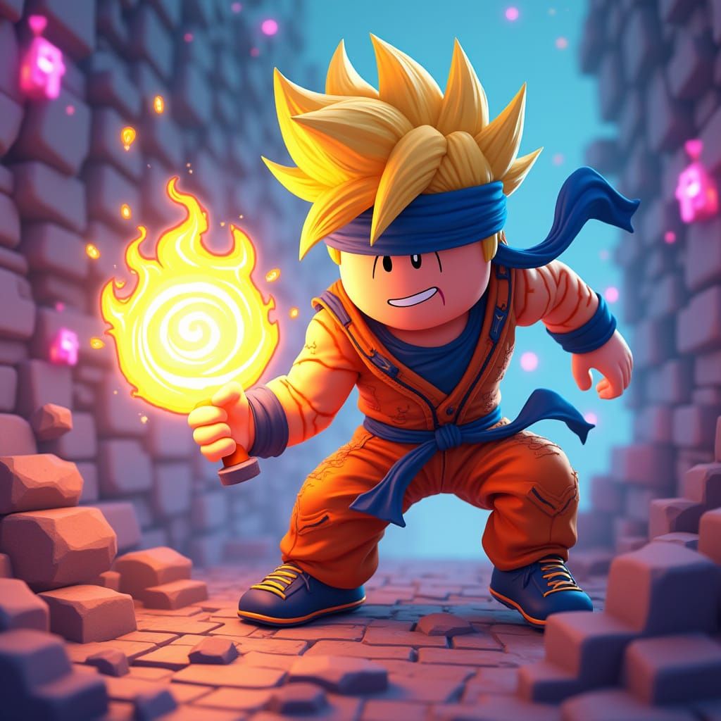 Pixel Art Roblox Character with Rasengan and Vibra... - AI Art