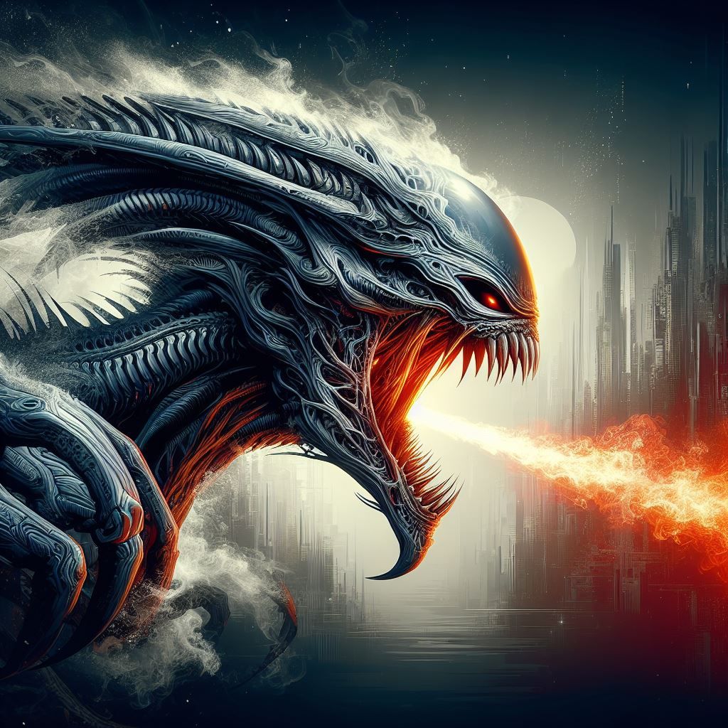 Xenomorph Dragon I - AI Generated Artwork - NightCafe Creator