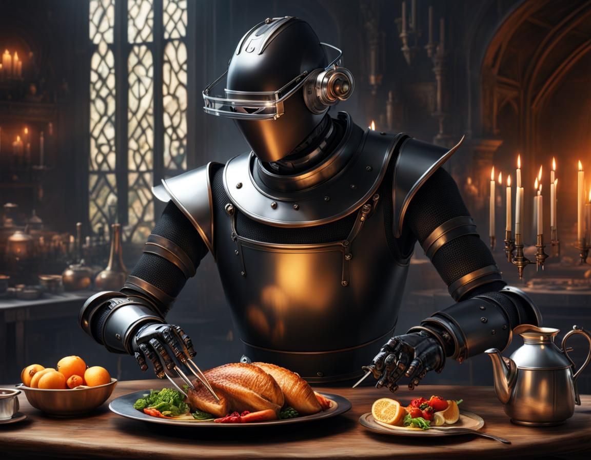 Mechanical Robot Servant Cooking Food during Mediaeval Era - AI ...