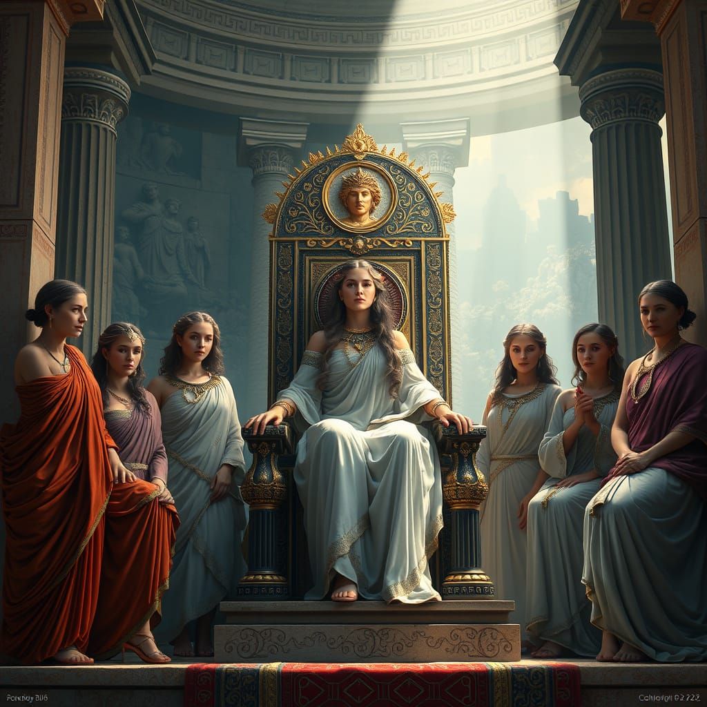 Divine Priestesses of Apollo's Temple in Solarian ... - AI Art