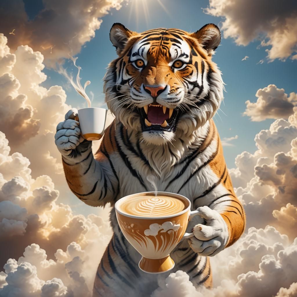 Tiger believes Lattes are heavenly - AI Generated Artwork - NightCafe ...