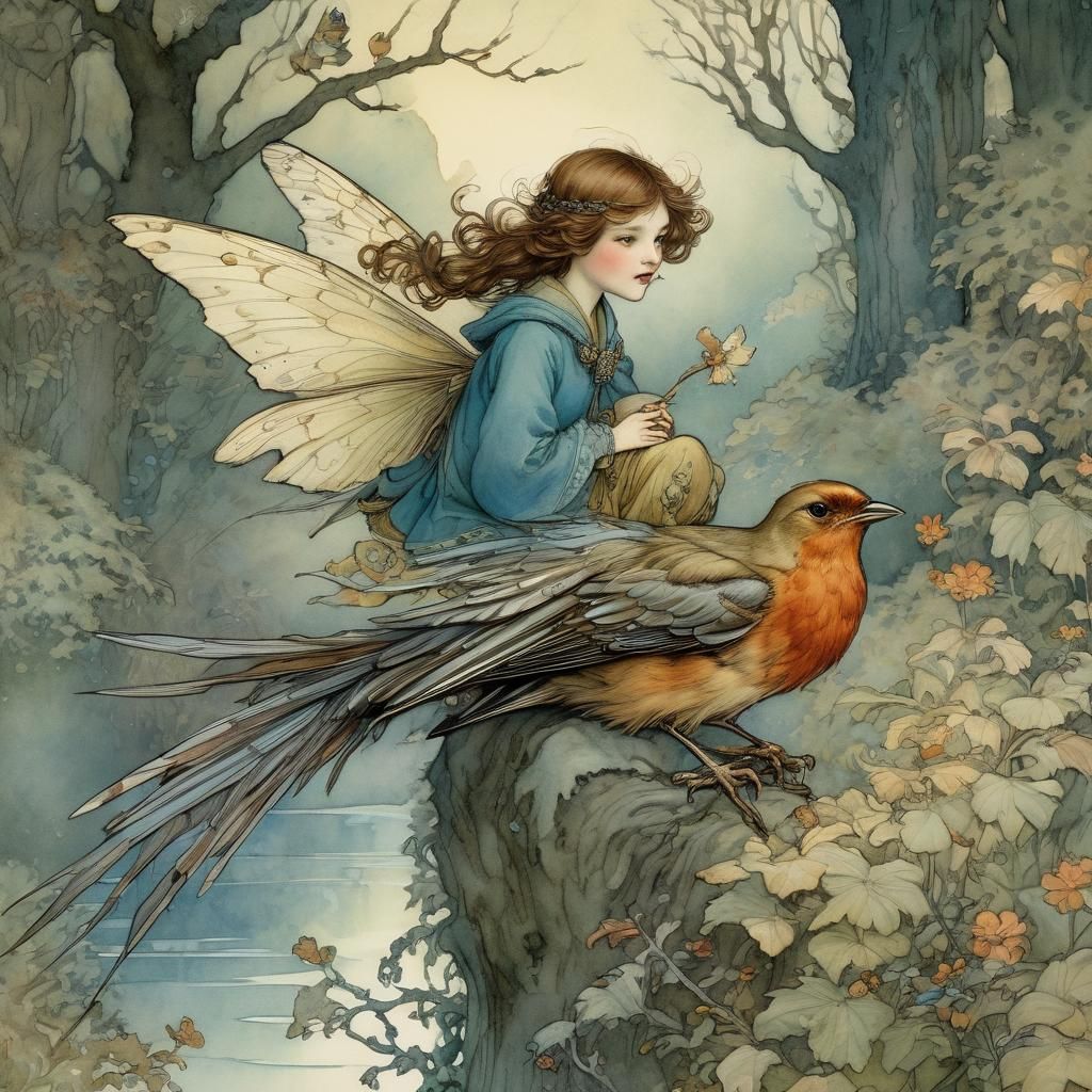 Robin and the Fairy - Whimsical Fairy Rides Robin in English...