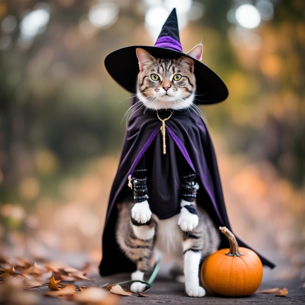 Cat Full body wearing witch costume - AI Generated Artwork - NightCafe Creator