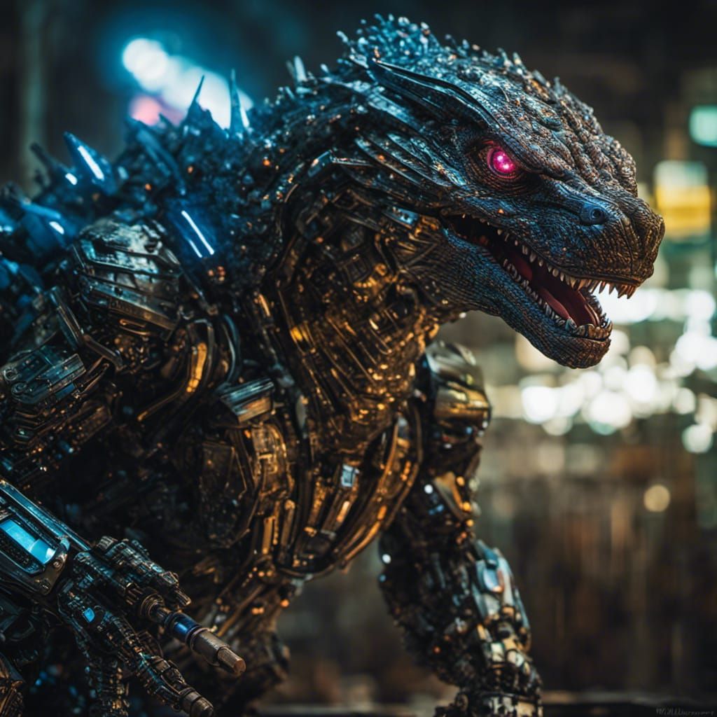 Cyberpunk Godzilla - AI Generated Artwork - NightCafe Creator