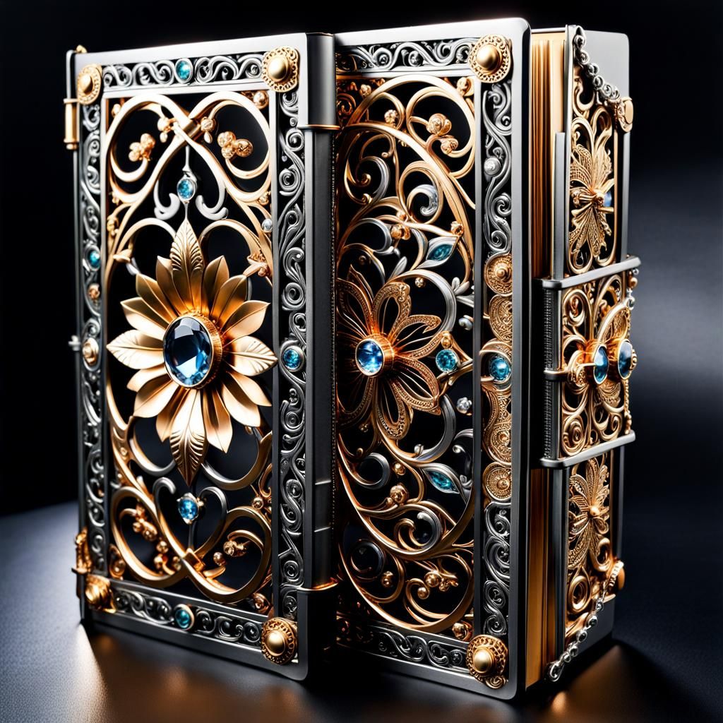 A mobile metal book cover - AI Generated Artwork - NightCafe Creator