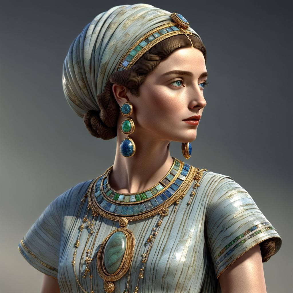 An ancient Phoenician princess wearing a peplum and a tunic. A tunic is ...