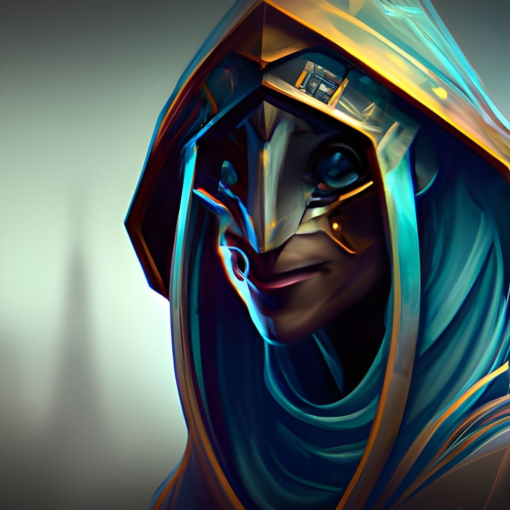 Hooded alien creature head and shoulders portrait, 8k resolution ...