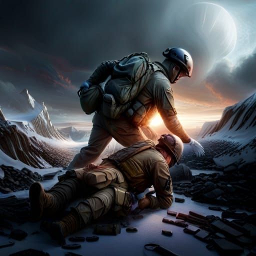 US Army Medics helping carry wounded soldier on stretcher, teamwork ...