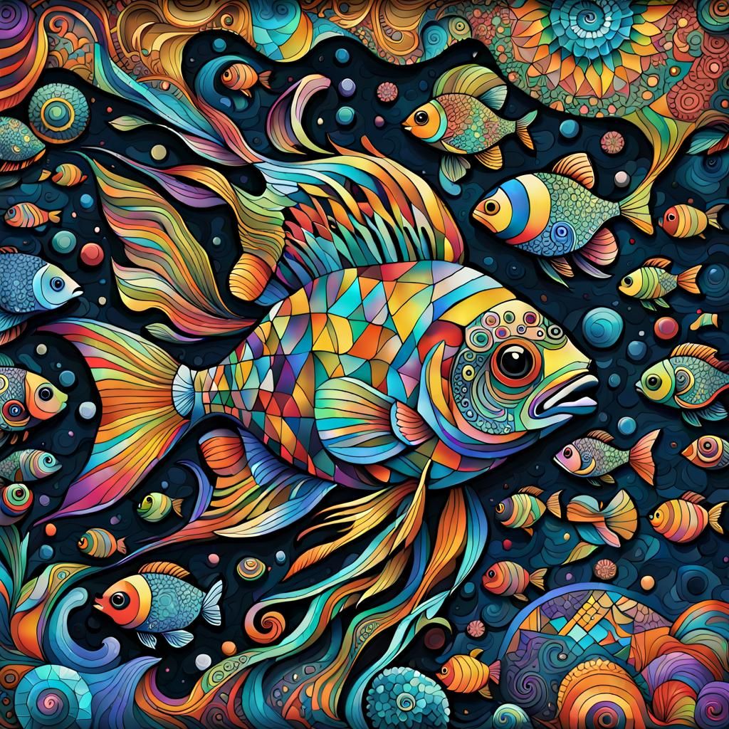 (Hyper detailed mesmerizing art of a magical fish with fairy wings as ...