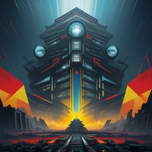 Dystopian Apocalypse in Vibrant Triadic Colors - AI Art