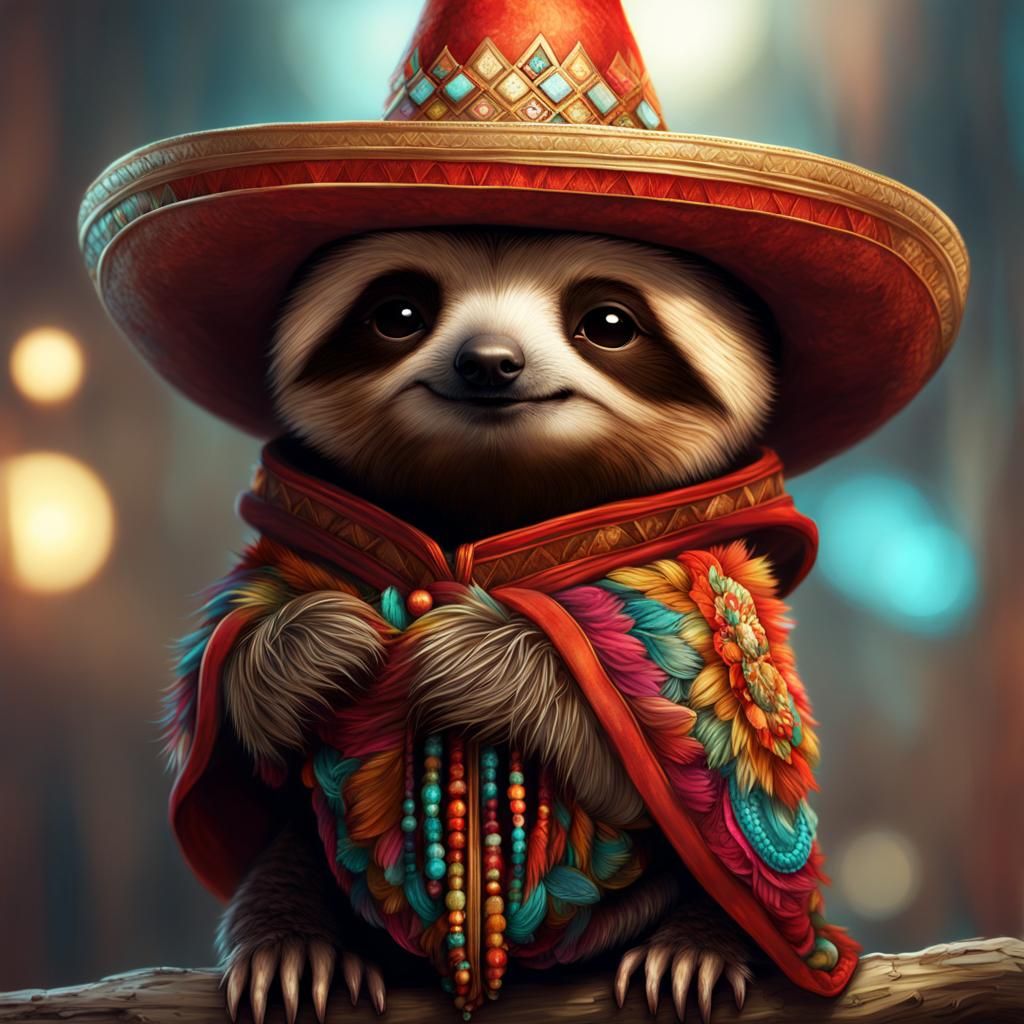 Lil sloth in a sombrero and poncho - AI Generated Artwork - NightCafe ...