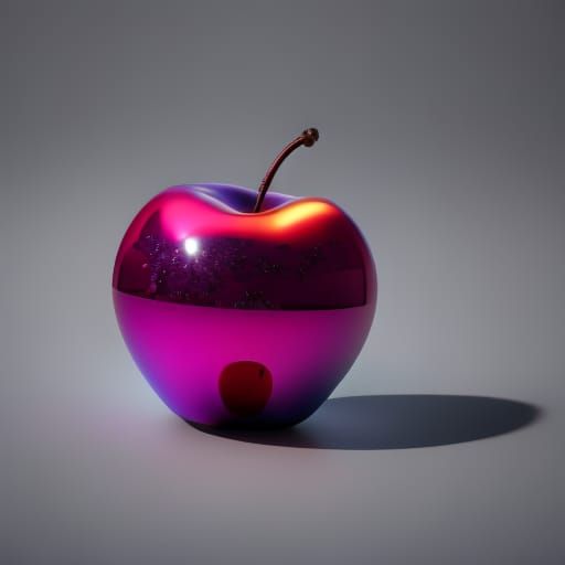 Transparent glass apple decorated with magical multicolored butterflies ...