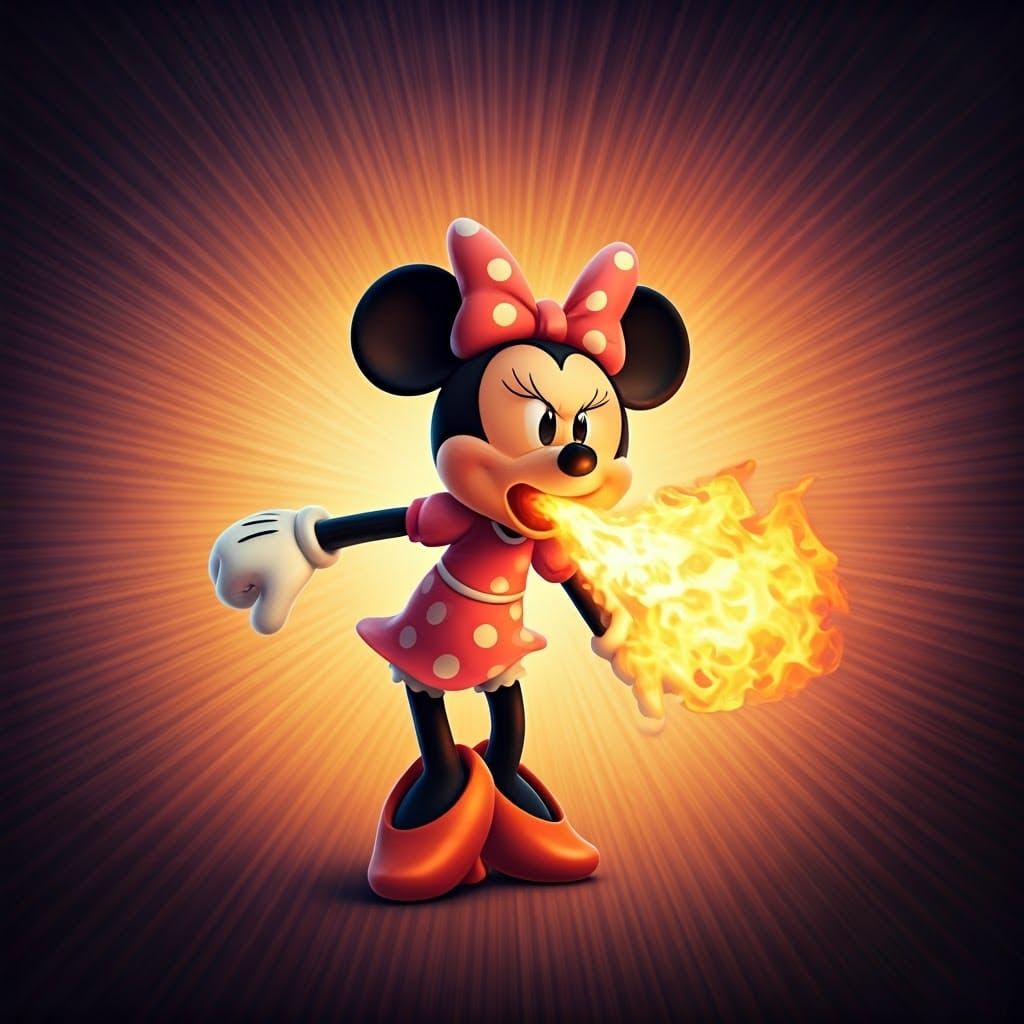 Minnie Mouse Unleashes Fiery Fury in Bold Digital ... - AI Art