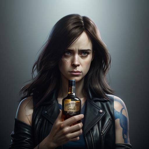 Jessica Jones drinking a bottle of whisky - AI Generated Artwork ...