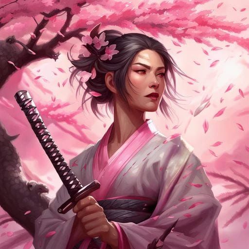kunoichi under cherry tree - AI Generated Artwork - NightCafe Creator