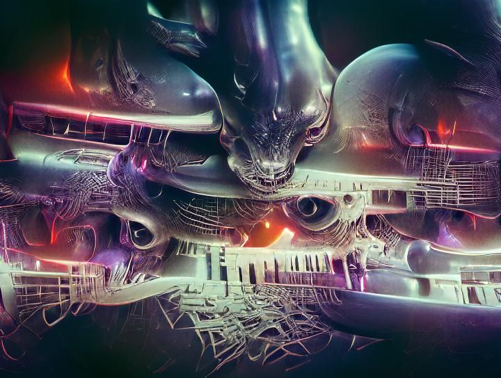 Alien space station by Beeple and Vincent Di Fate 3D digital ...