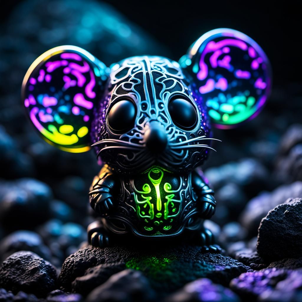 Macro photography of an ultrarealistic intricately detailed shimmering ...