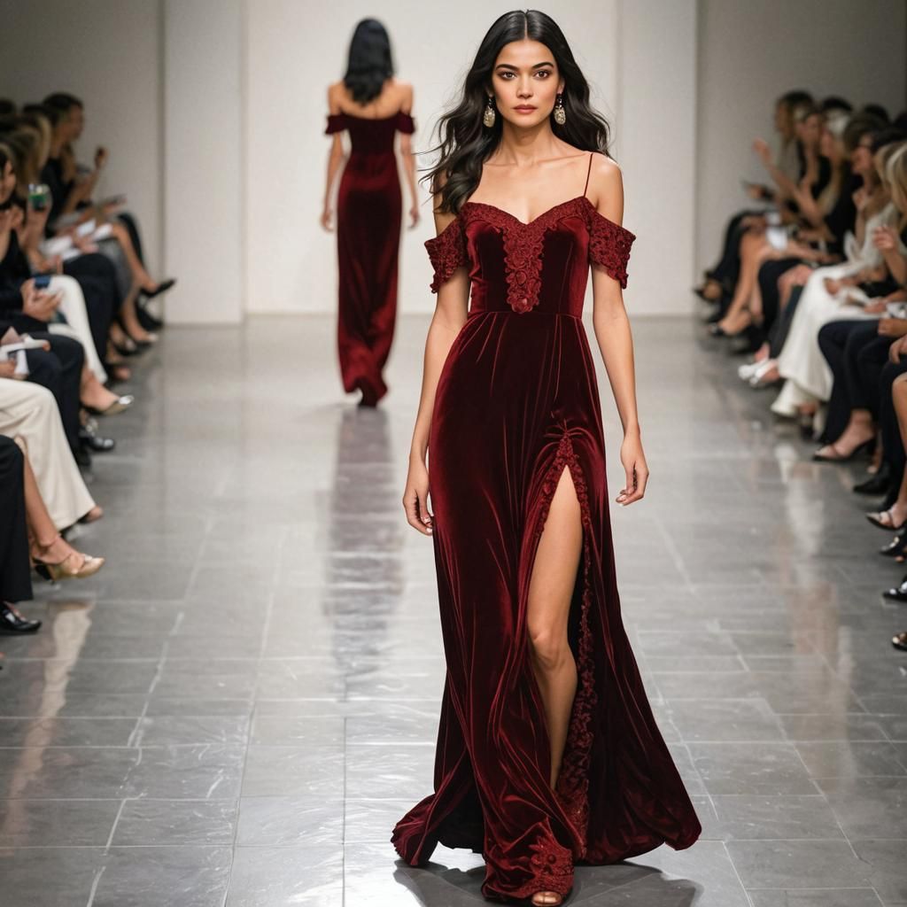 Deep Red Loose Fitting Evening Gown Realistic & Simple. Redone. - AI Generated Artwork ...