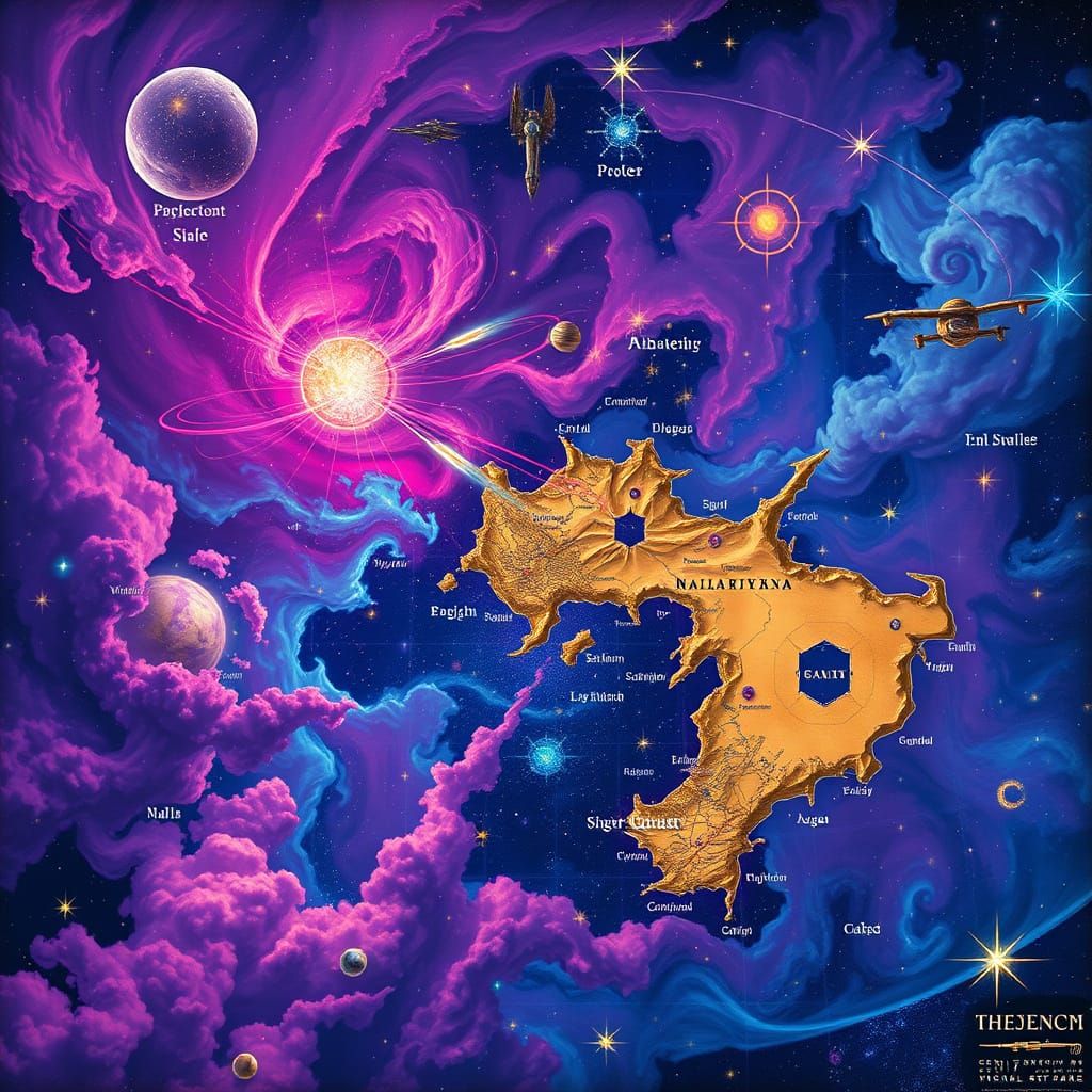 Galactic Map of Three Factions in a Futuristic, Vi... - AI Art