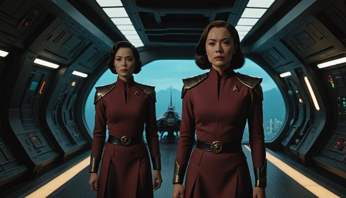 Powerful Female Klingon Captain in Regal Latex Uni... - AI Art