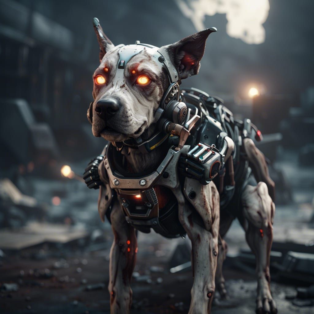 Cyborg dog during apocalypse - AI Generated Artwork - NightCafe Creator