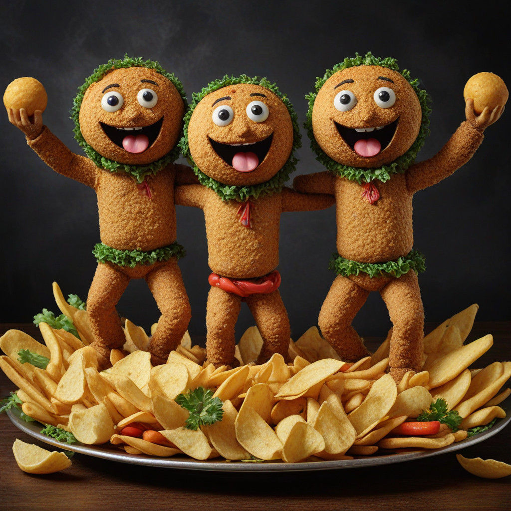 Three Dancing Falafel - Three Falafel Dancers in a Vintage P...