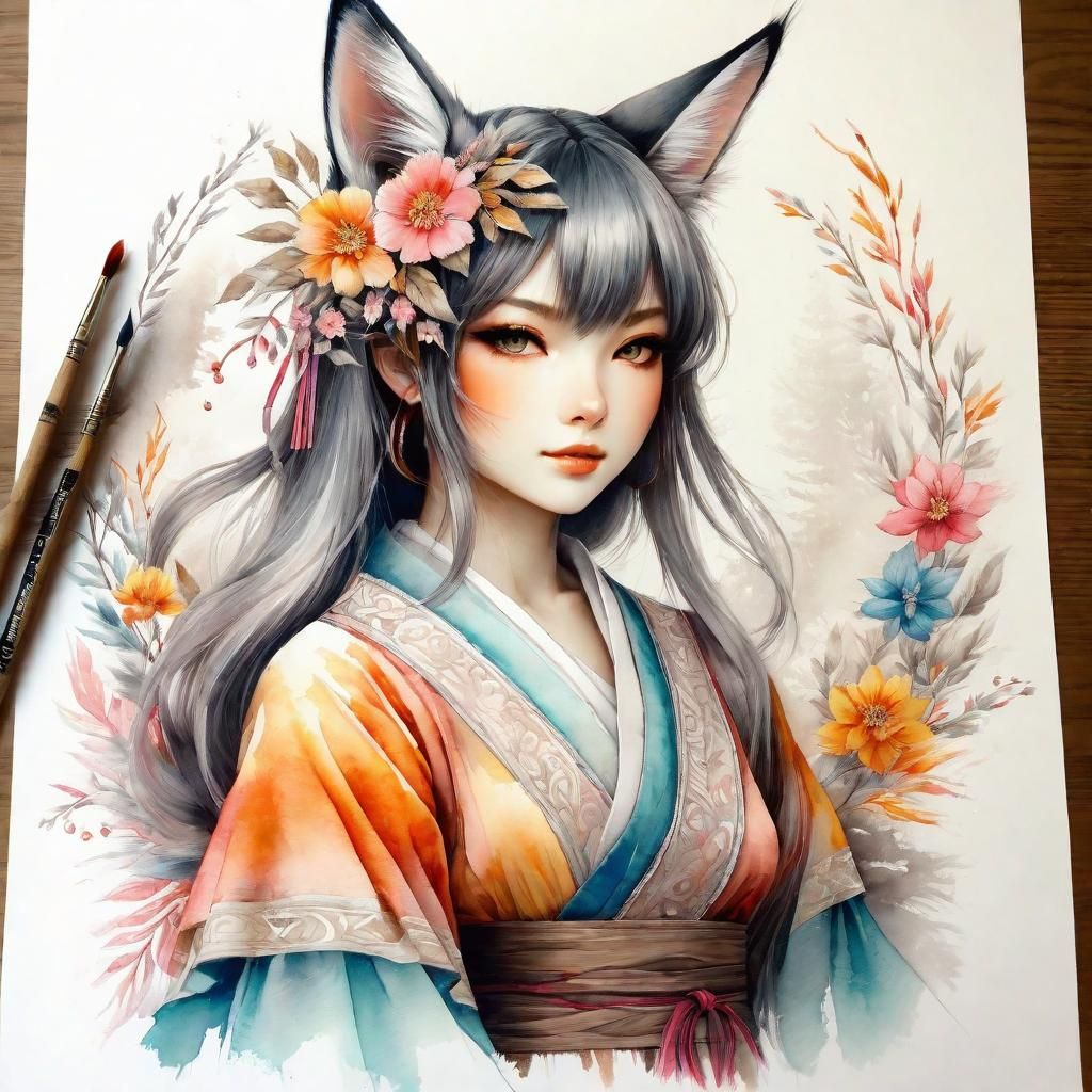 Kemonomimi girl, breathtaking 10k resolution high res, stunning ...