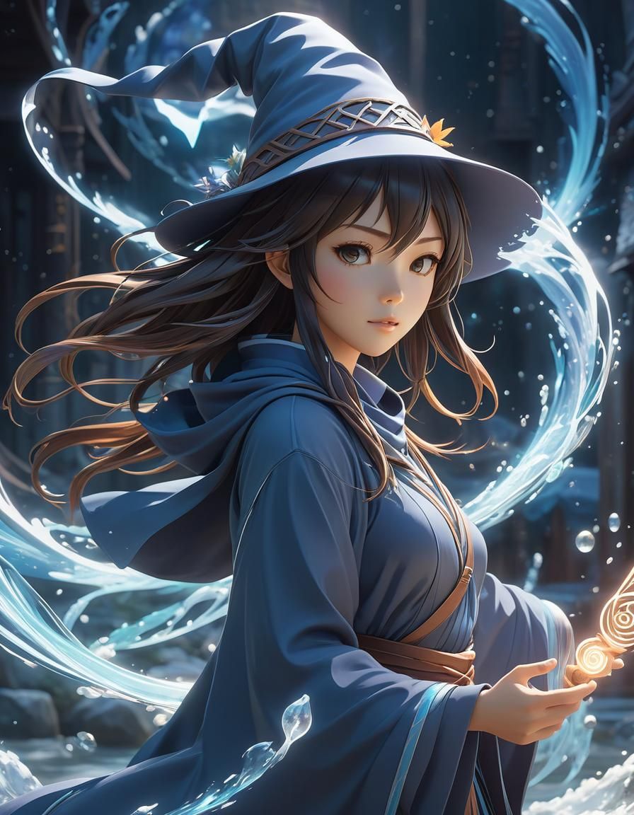 Female wizard surrounded with wispy runic magic - AI Generated Artwork ...