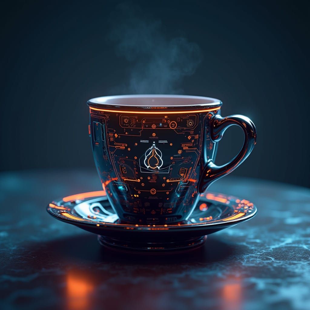 The ultimate cyberpunk coffee cup according to A.I.