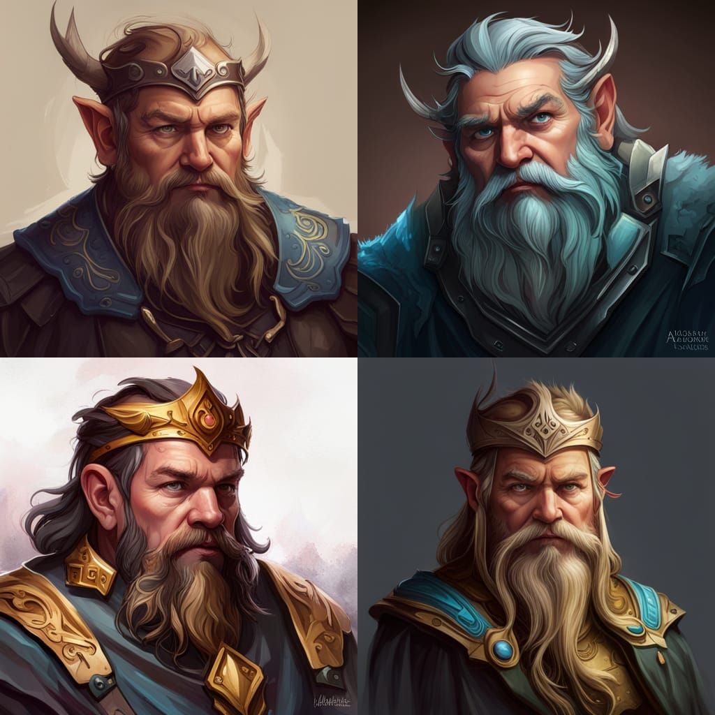 Fantasy lord dwarf with circlet portrait, head and shoulders portrait ...