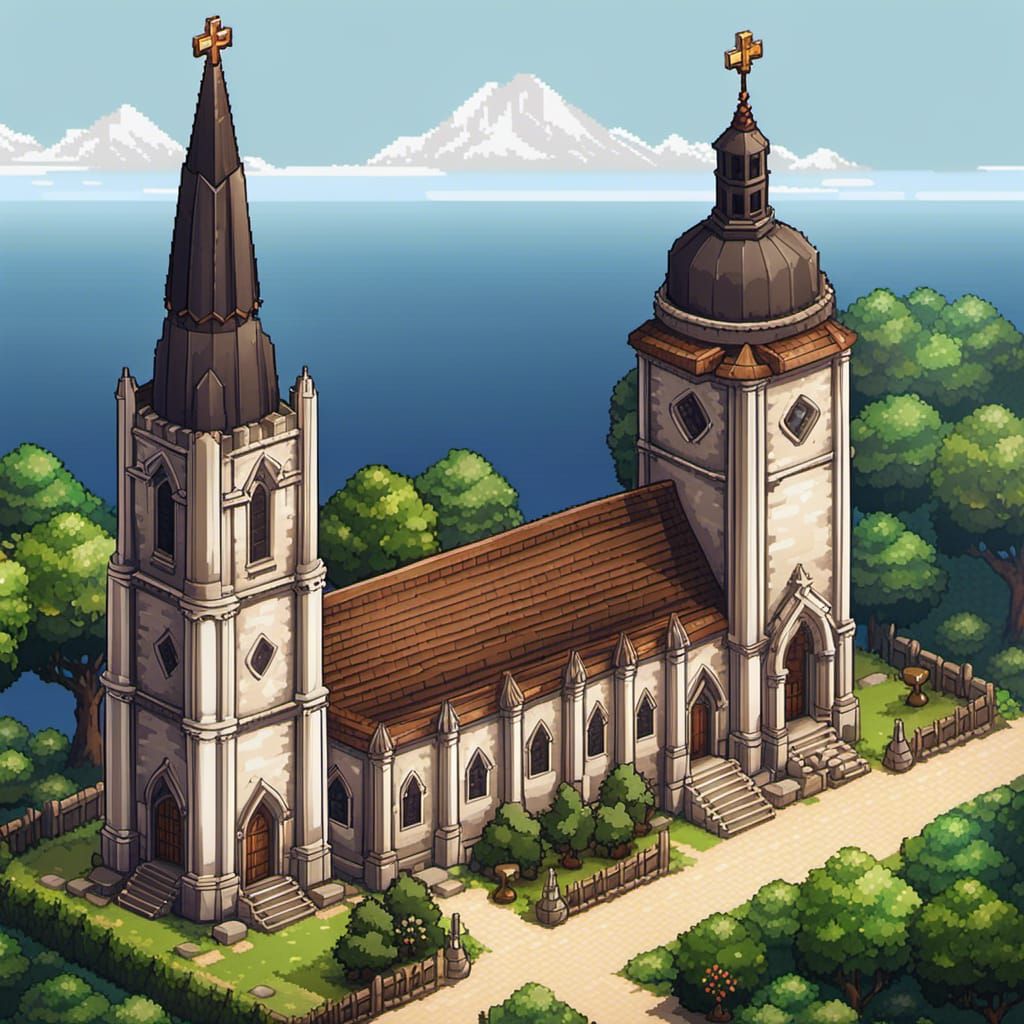 Pixel Church - AI Generated Artwork - NightCafe Creator
