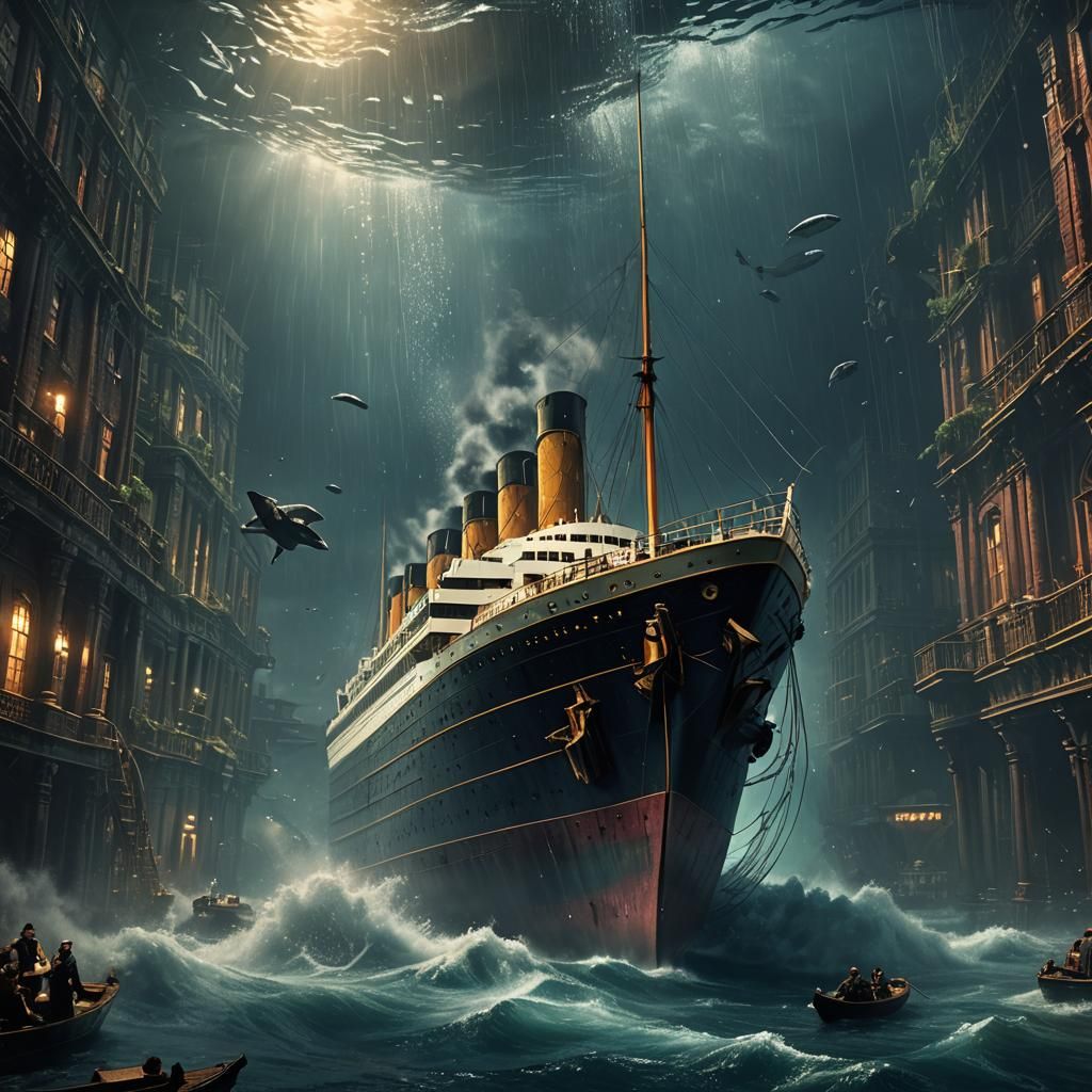 Titanic under the water - AI Generated Artwork - NightCafe Creator