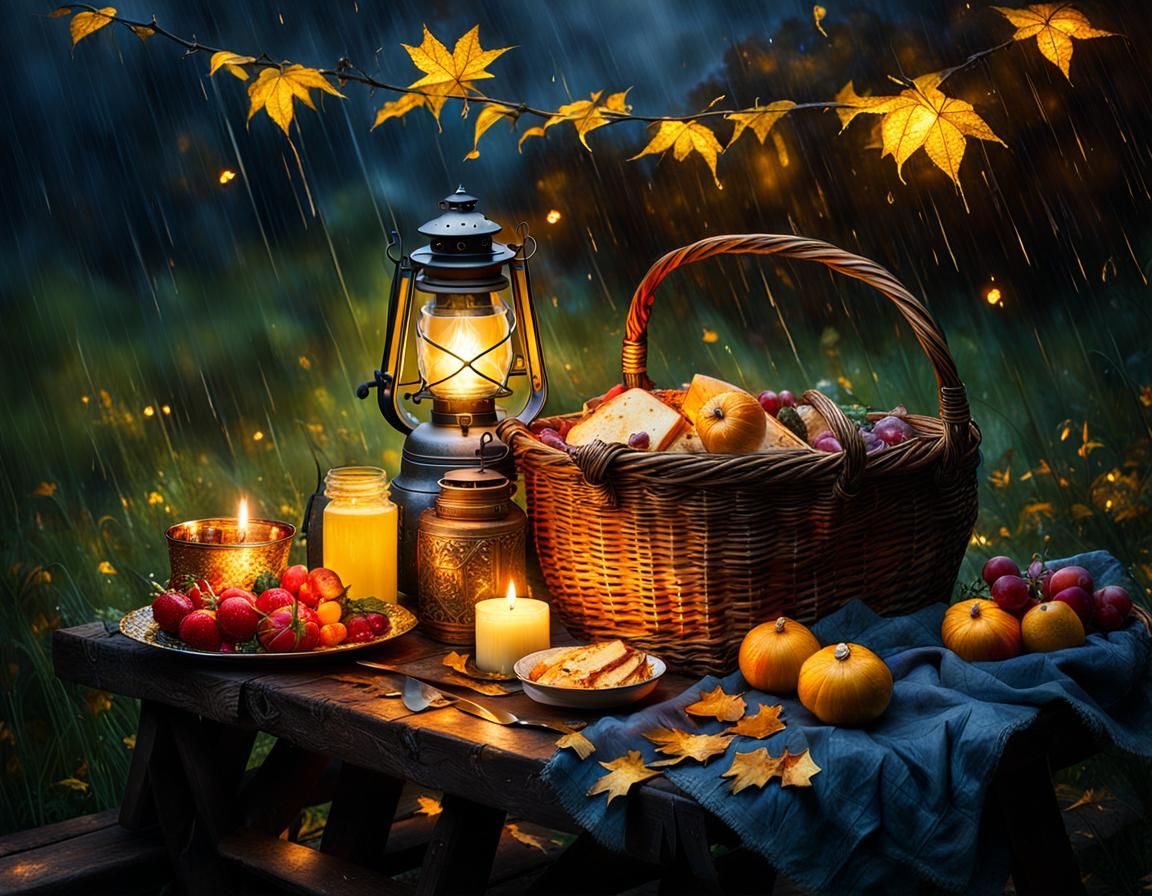 picnic in the rain - AI Generated Artwork - NightCafe Creator