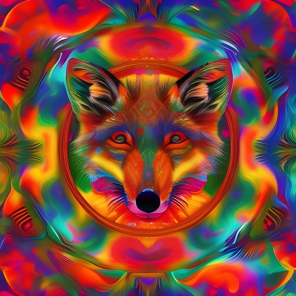 Psychedelic Fox - I - AI Generated Artwork - NightCafe Creator