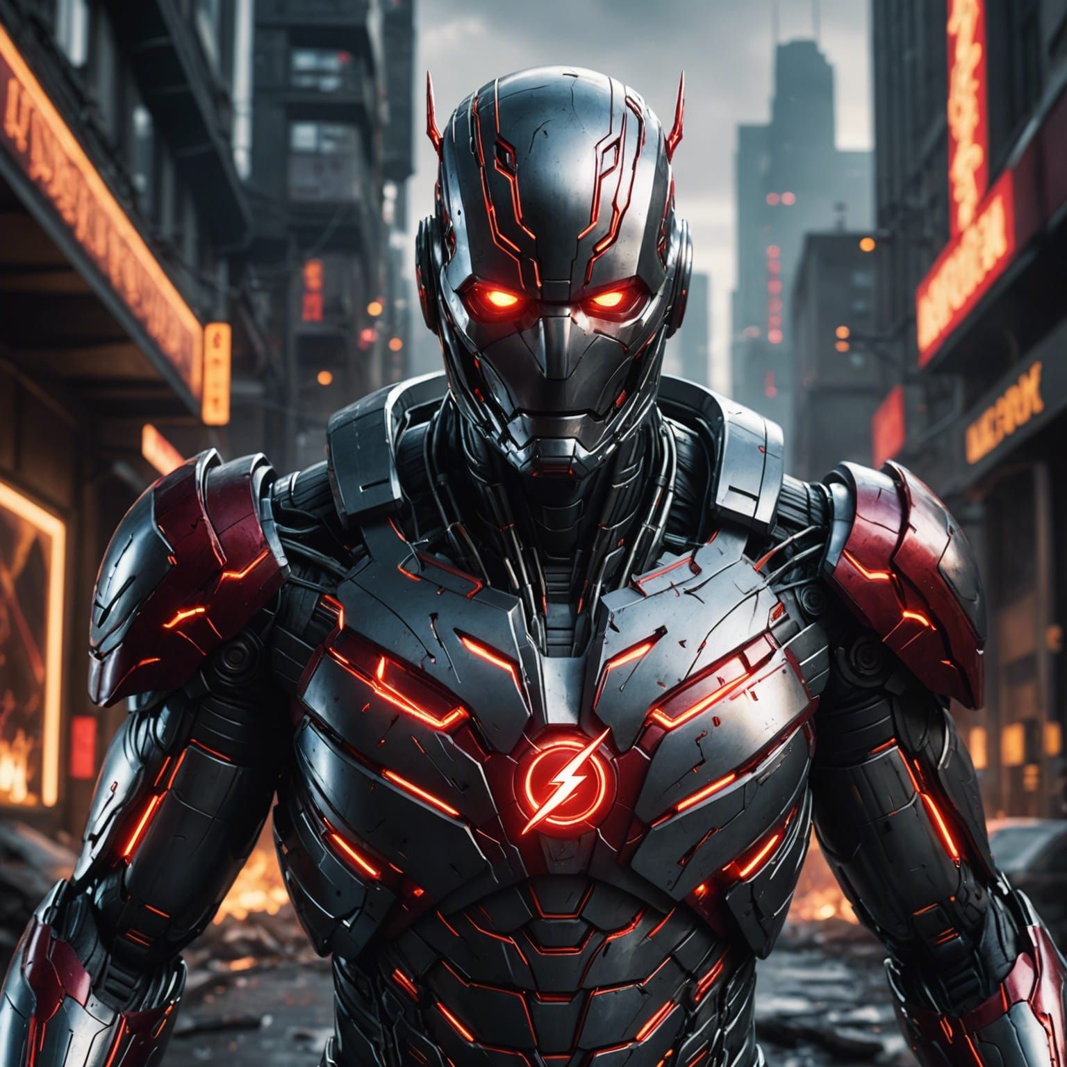 Ultron assimilated Flash - AI Generated Artwork - NightCafe Creator