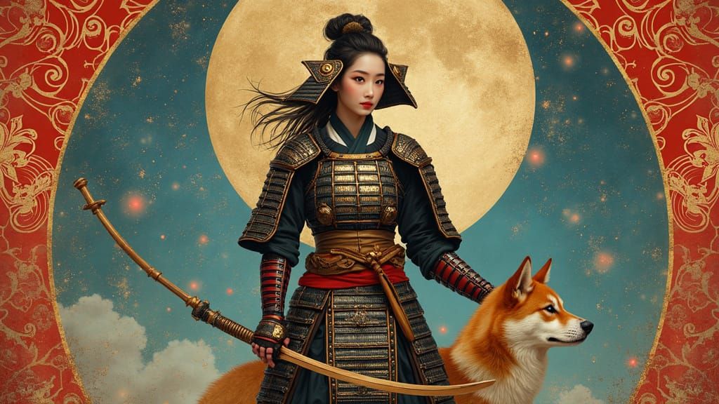 Surreal Female Samurai Warrior in Traditional Armo... - AI Art
