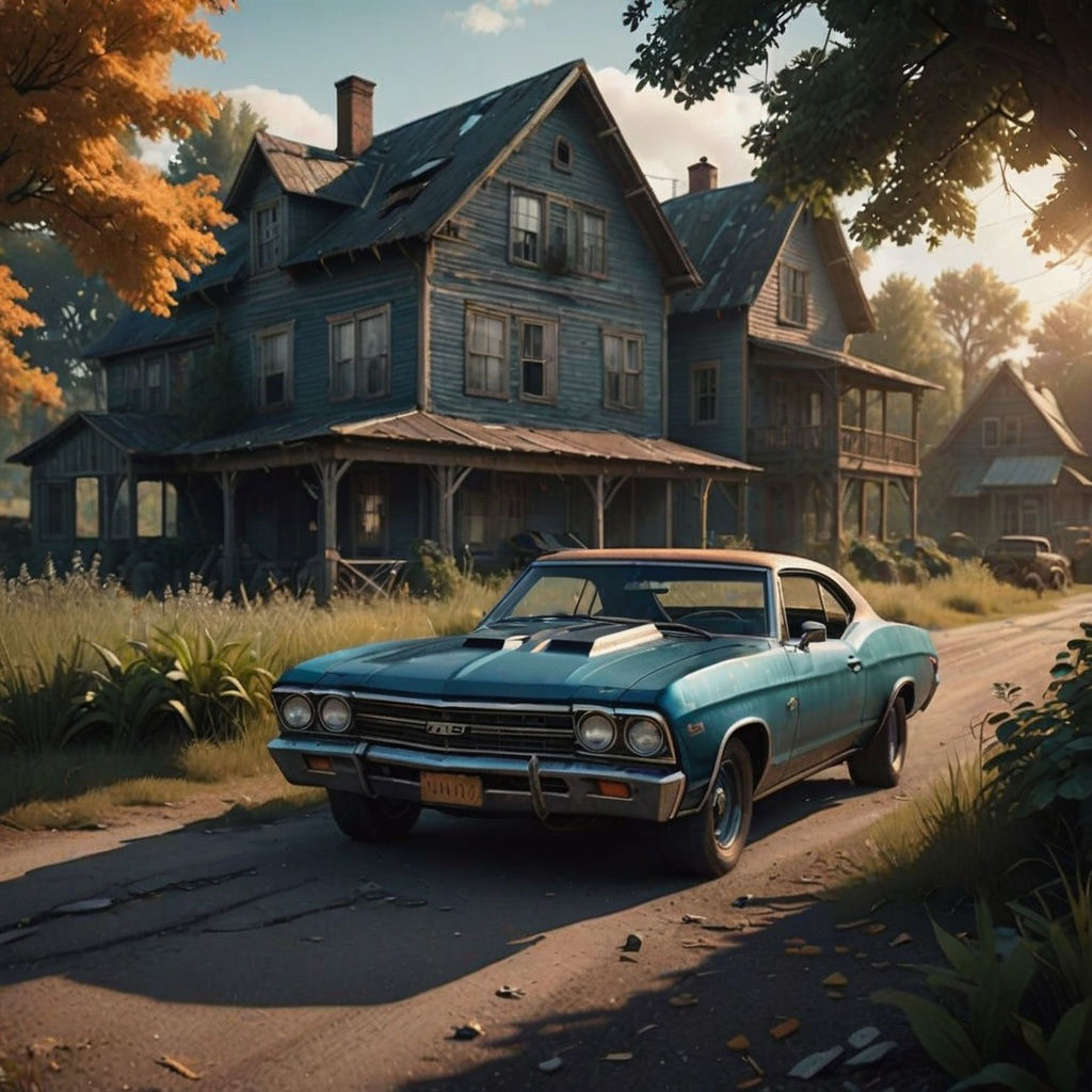 Vibrant 1968 Chevy Chevelle SS by a Weathered Coun... - AI Art