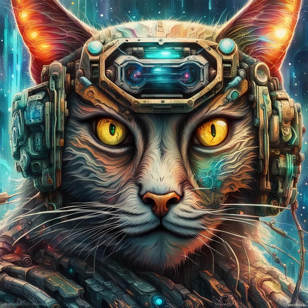 cyborg cat - AI Generated Artwork - NightCafe Creator