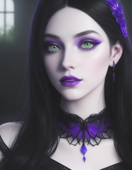 Dreamy magical gothic portrait of a ethereal gothic beauty young lady ...