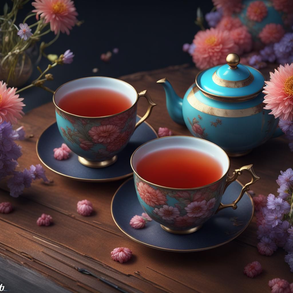 A Floral Teaparty - AI Generated Artwork - NightCafe Creator
