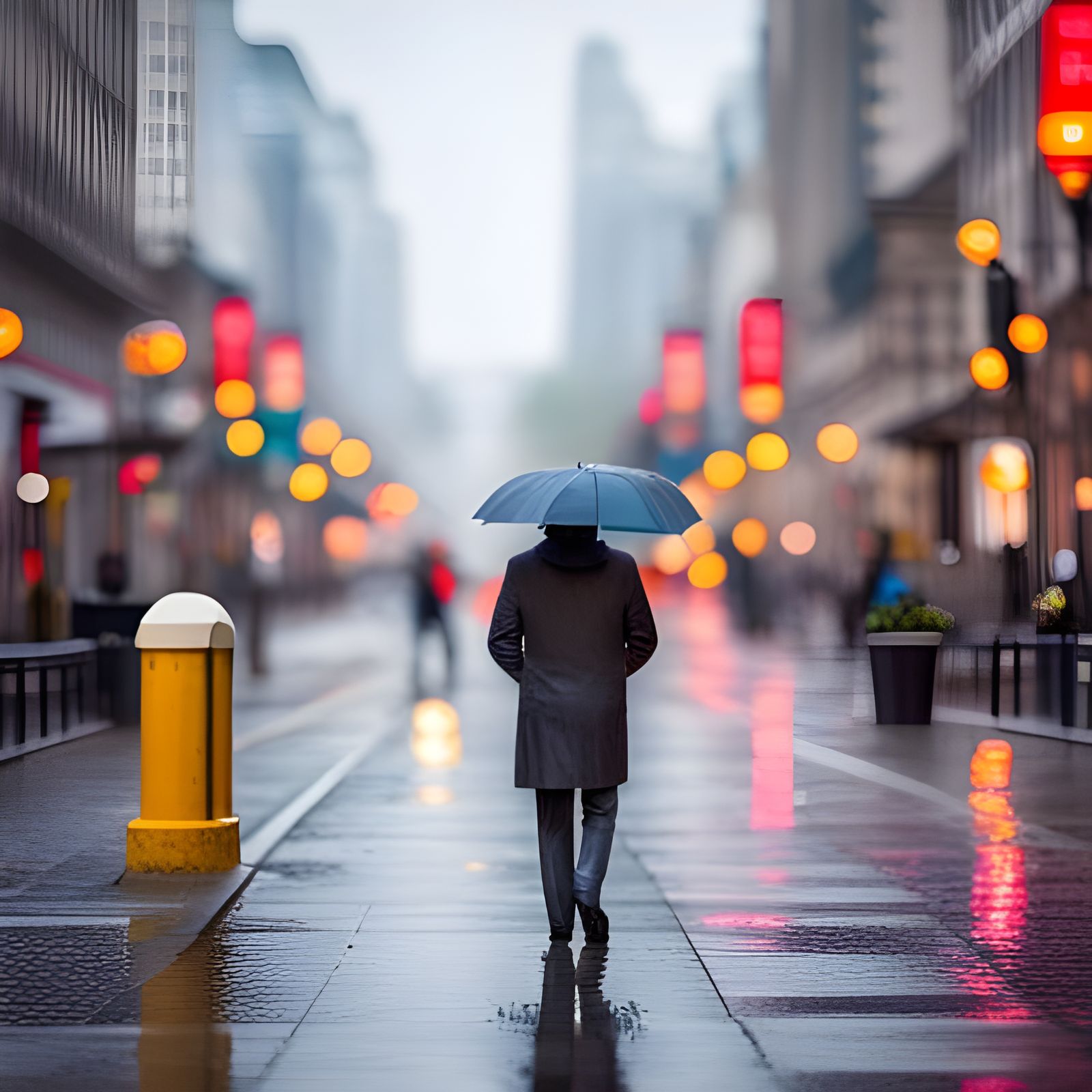 Raining Street - AI Generated Artwork - NightCafe Creator