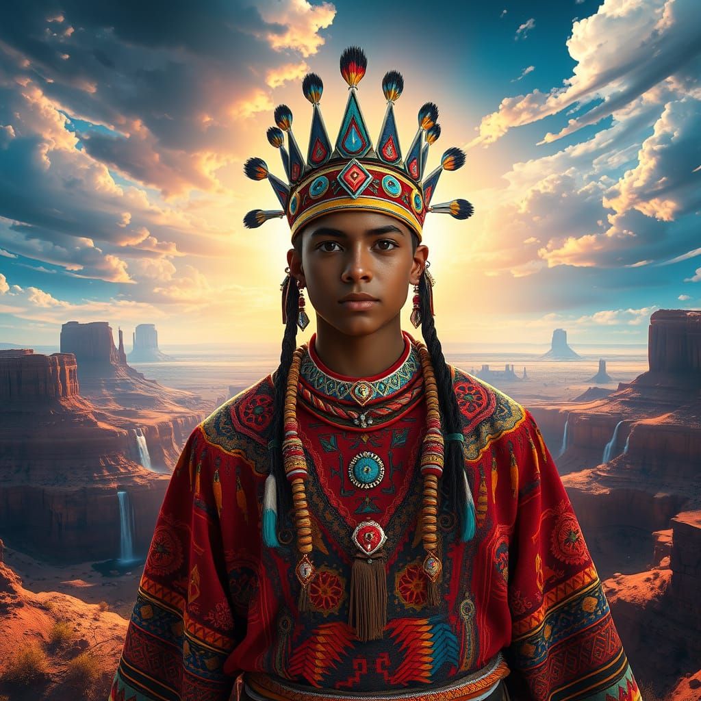 Regal Navajo Prince Amidst Ethereal Landscapes - AI Art